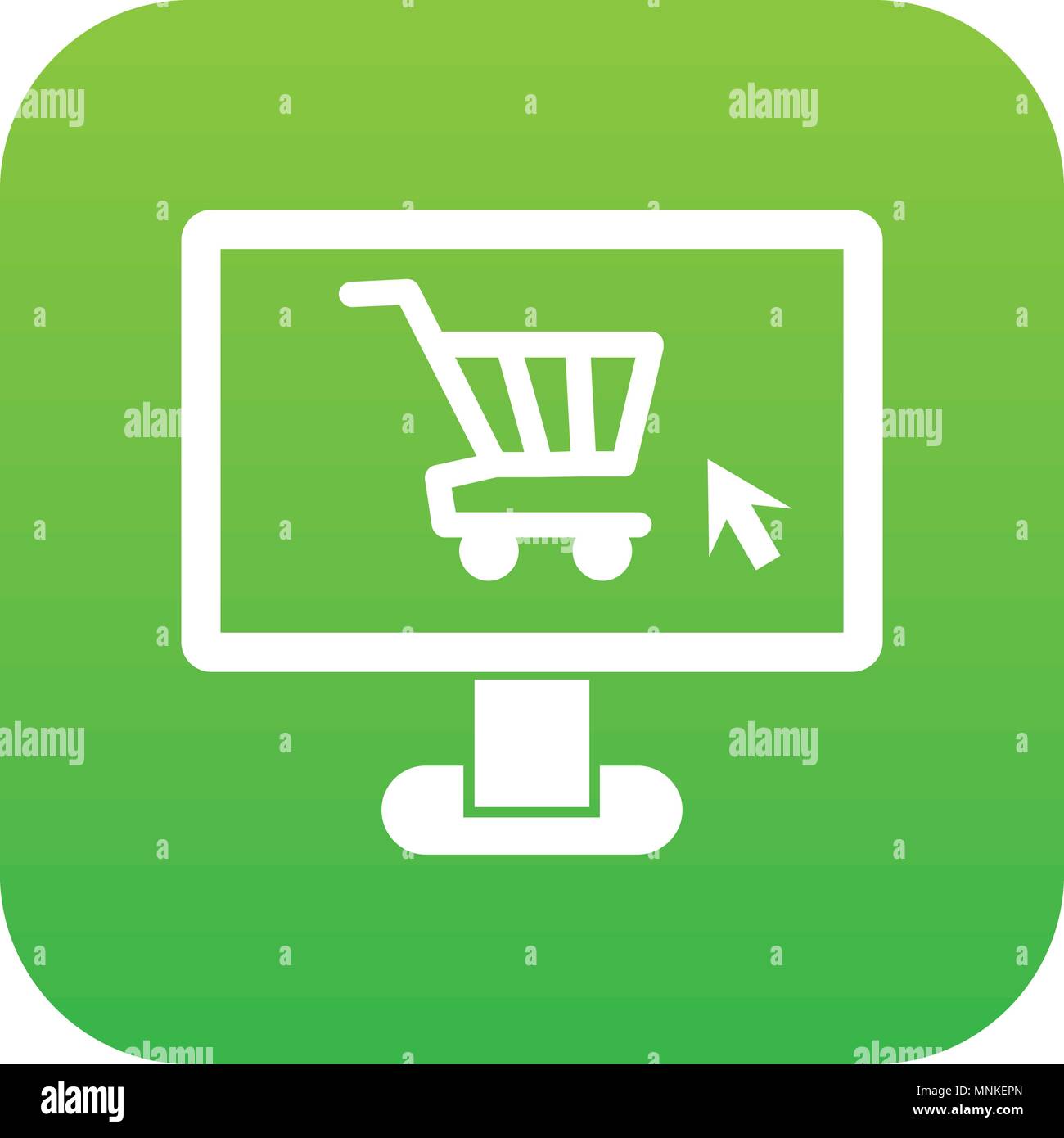 Computer monitor with shopping cart icon digital green Stock Vector ...