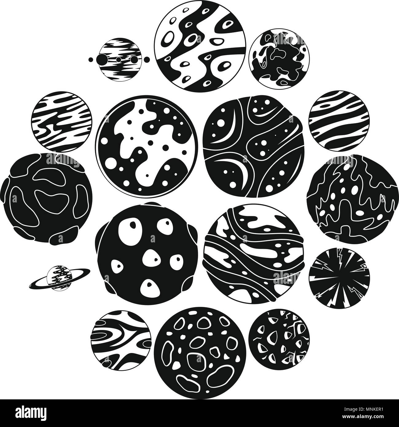 Fantastic planets icons set, simple style Stock Vector Image & Art - Alamy