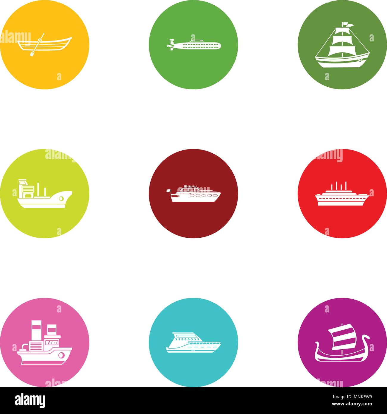 Boat way icons set, flat style Stock Vector Image & Art - Alamy
