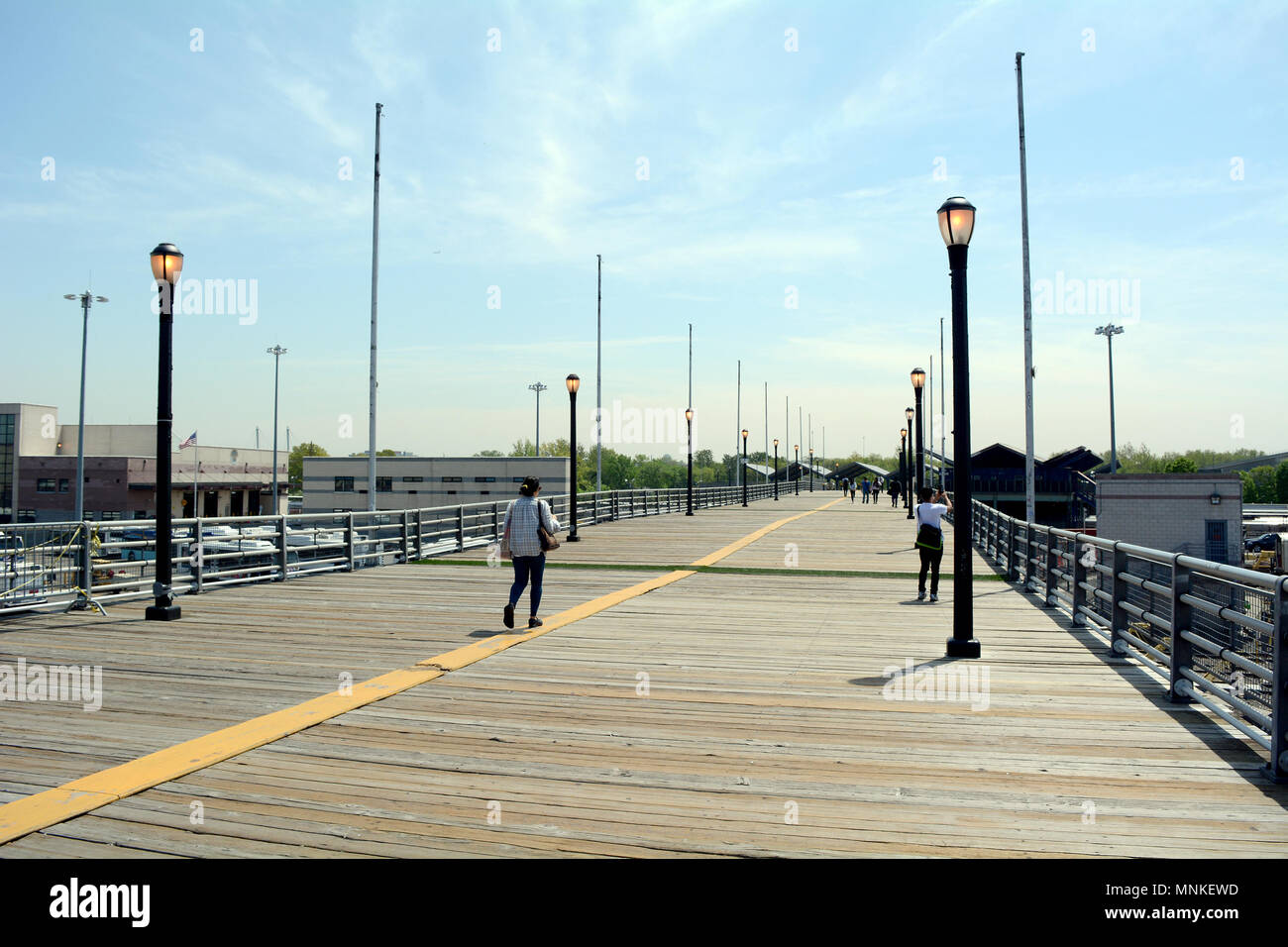 Boardwalk Bridge from The Elevated Subway to the Railroad Station Stock ...