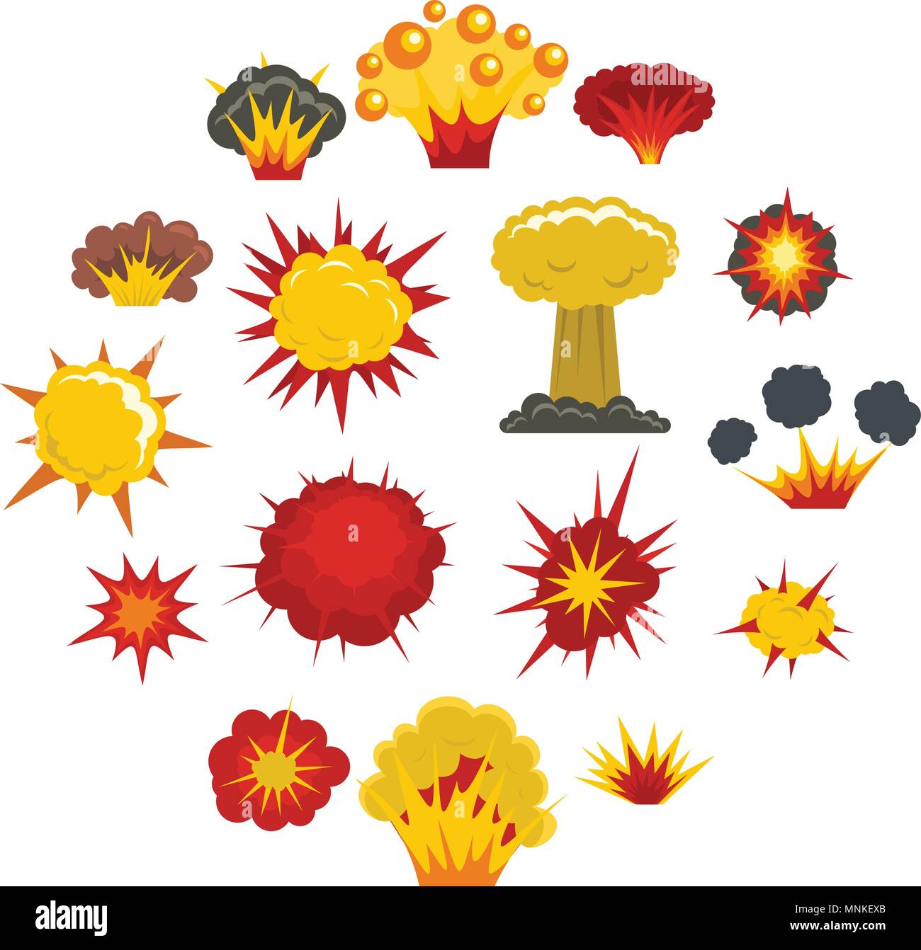 Explosion icons set in flat style Stock Vector Image & Art - Alamy
