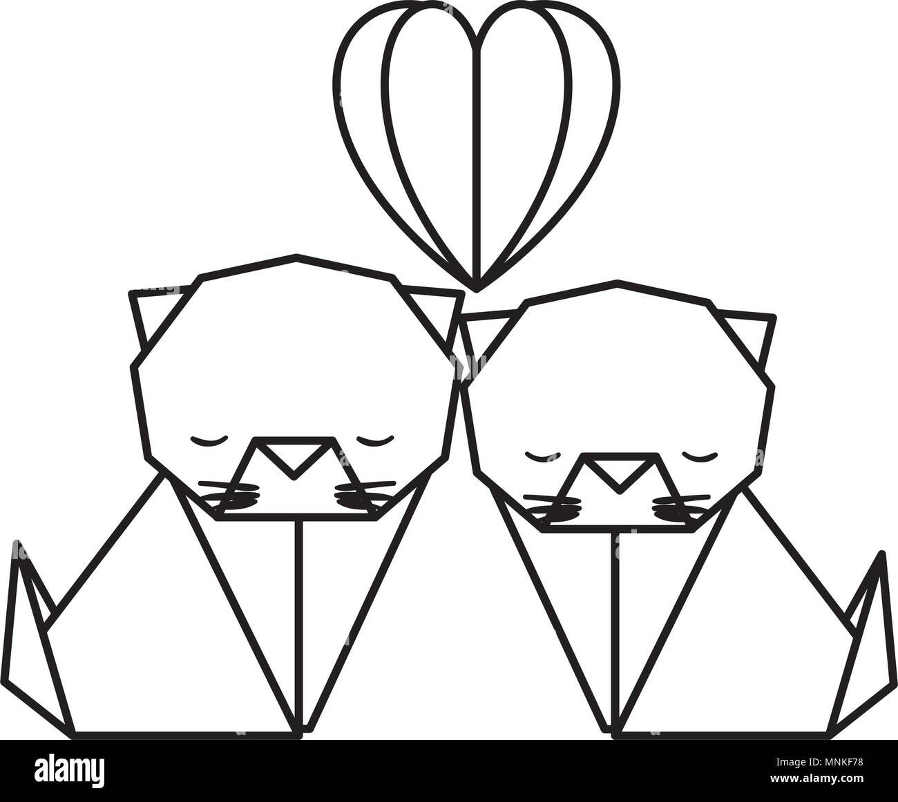 cats couple origami paper with heart Stock Vector Image & Art - Alamy