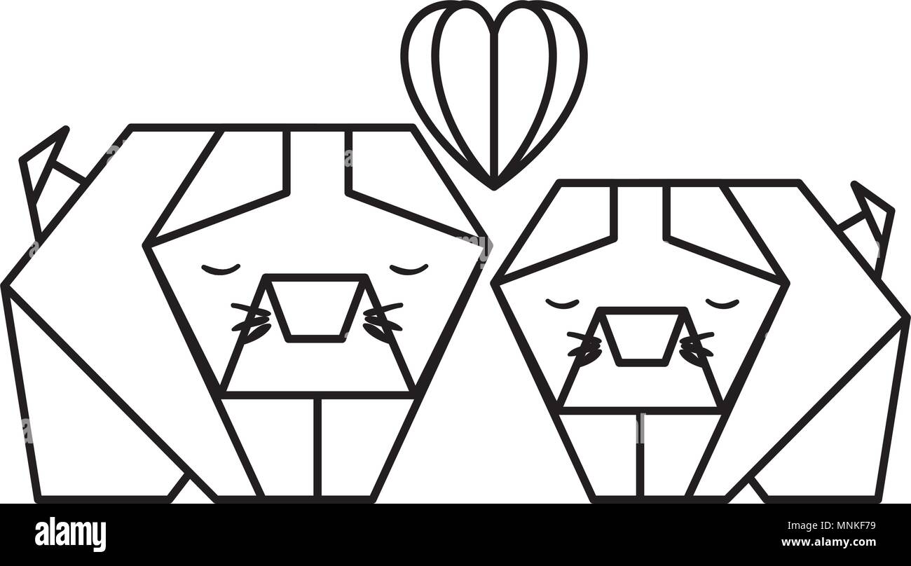 cats couple origami paper with heart Stock Vector Image & Art - Alamy