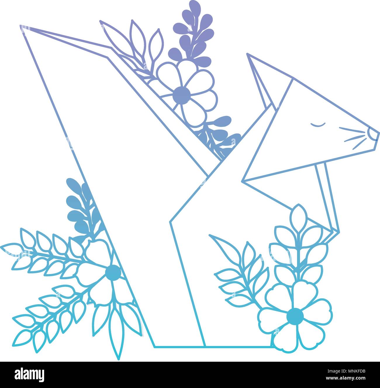 chipmunk origami paper with floral decoration Stock Vector Image & Art ...