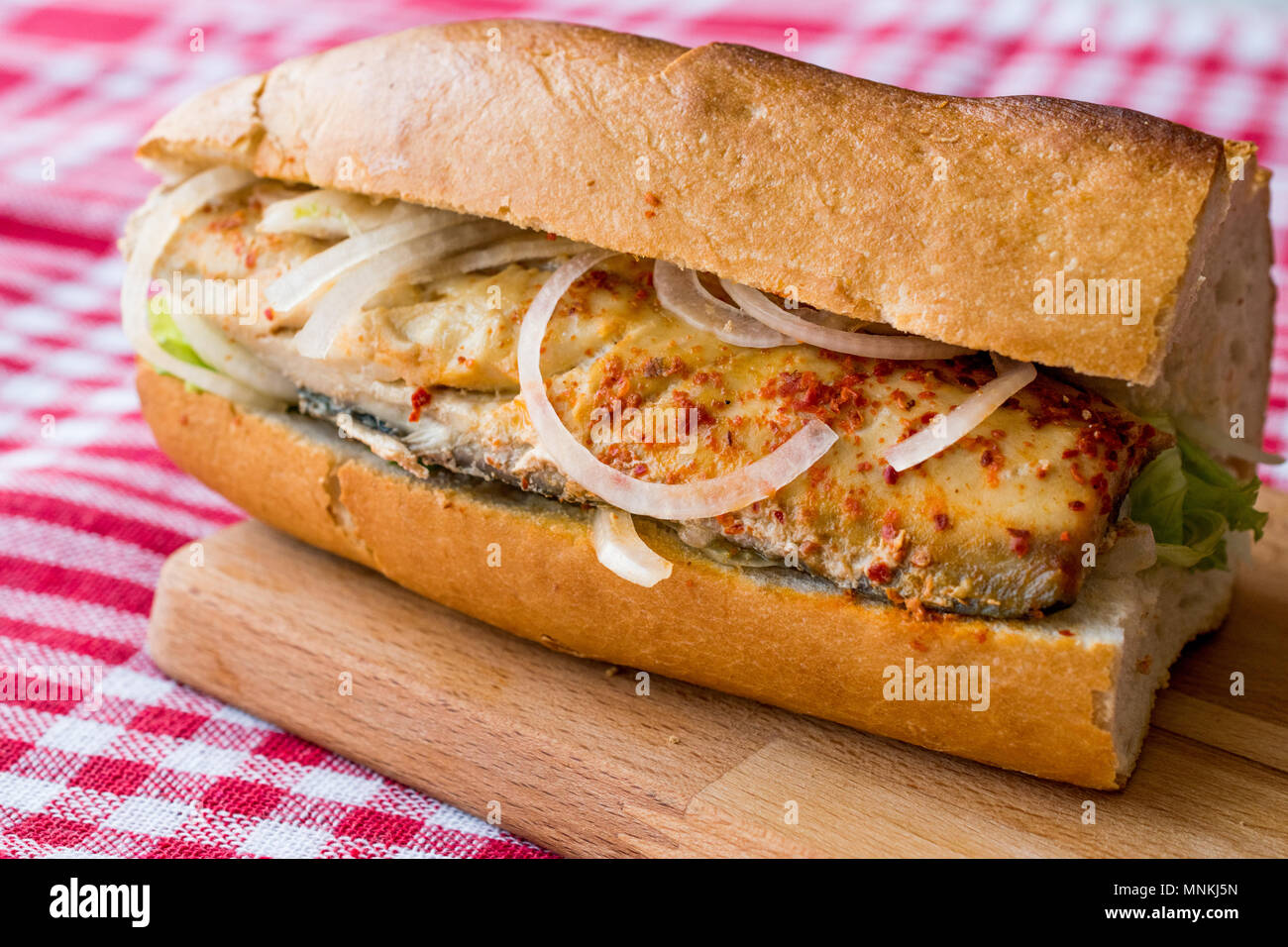 Turkish Balik Ekmek / Fish sandwich.. Traditional fastfood Stock Photo ...