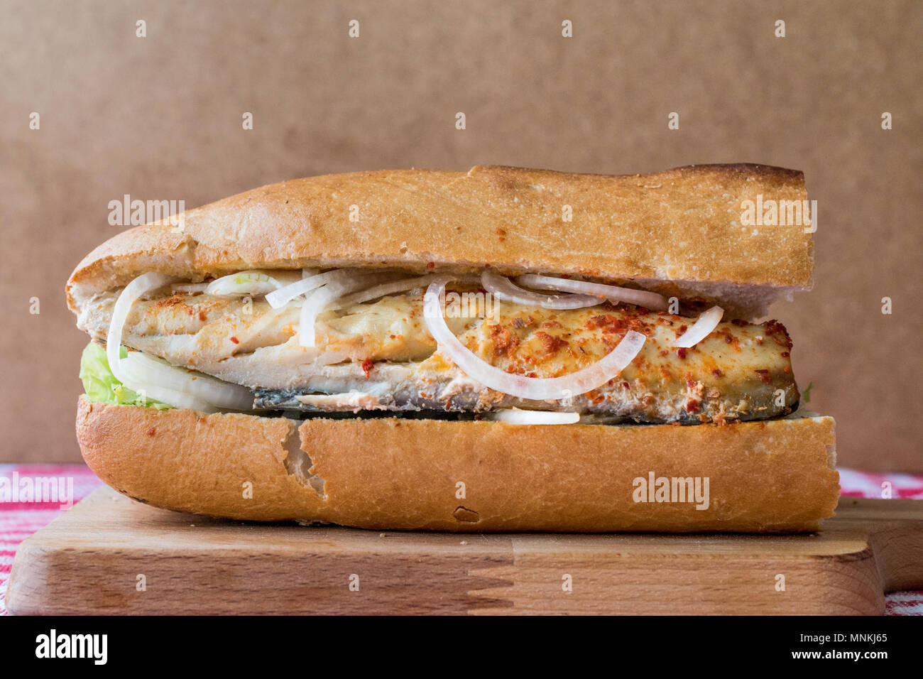 Turkish Balik Ekmek / Fish sandwich.. Traditional fastfood Stock Photo ...