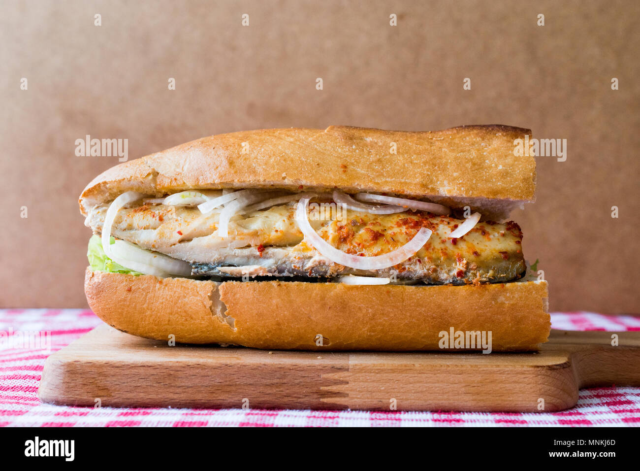 Turkish Balik Ekmek / Fish sandwich.. Traditional fastfood Stock Photo ...