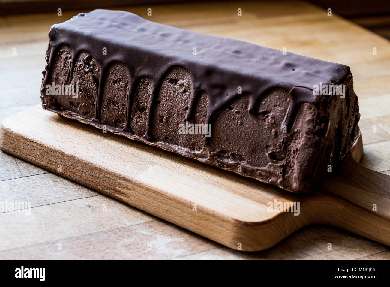 Semifreddo Cake - ice cream with chocolate sauce. Traditional Dessert ...