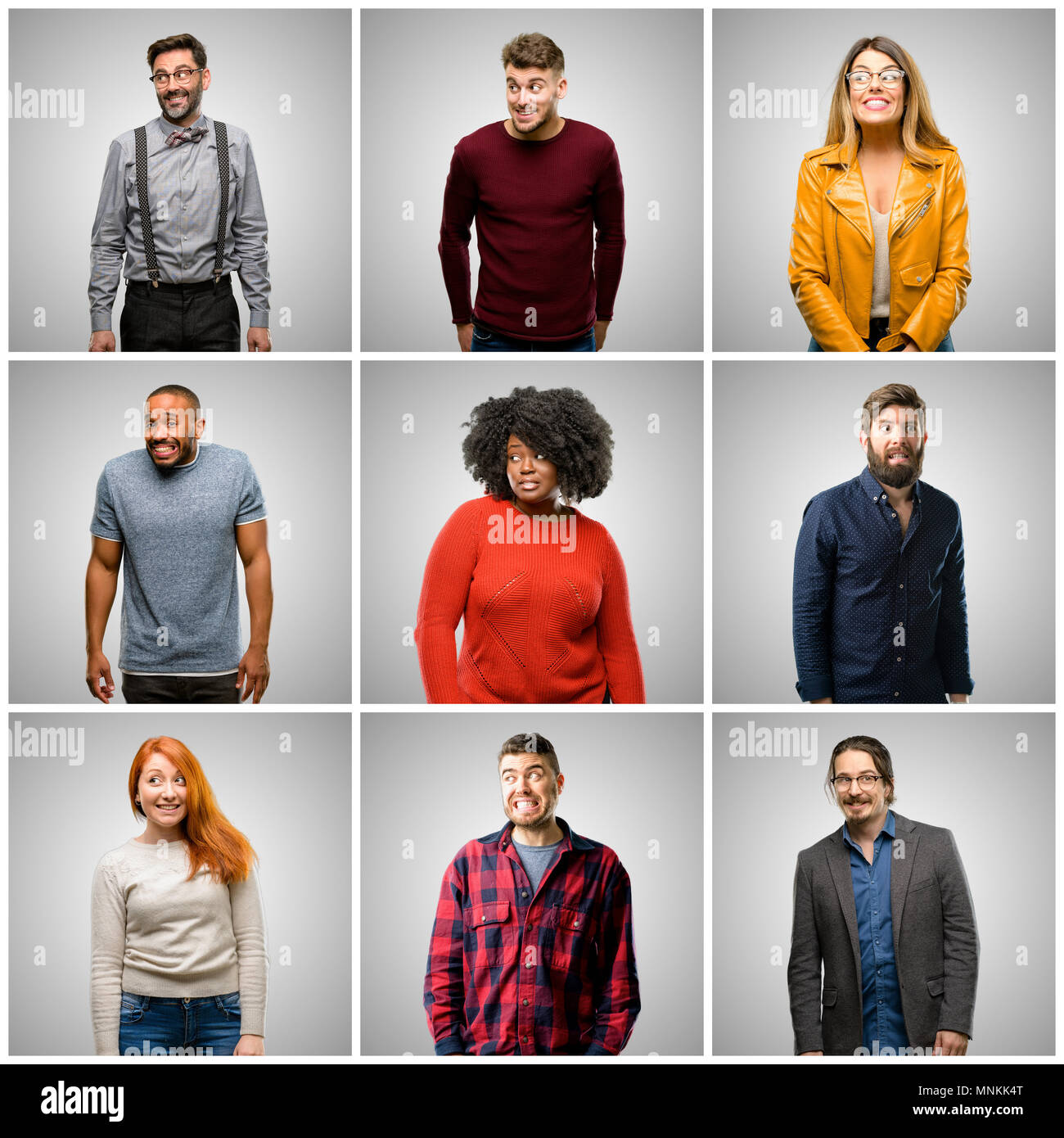 Group of mixed people, women and men confident and happy with a big ...