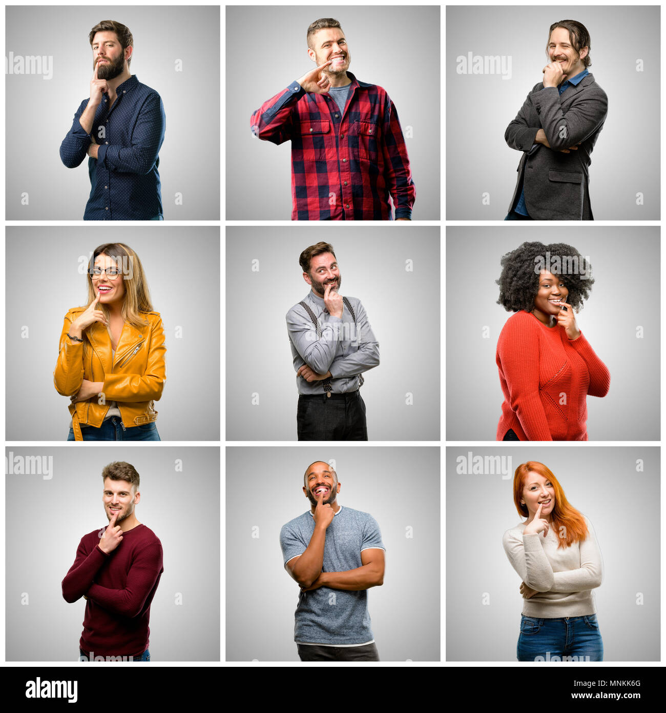 Group of mixed people, women and men confident and happy with a big ...