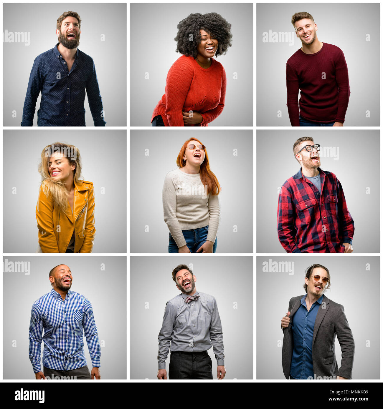 Group of mixed people, women and men confident and happy with a big ...