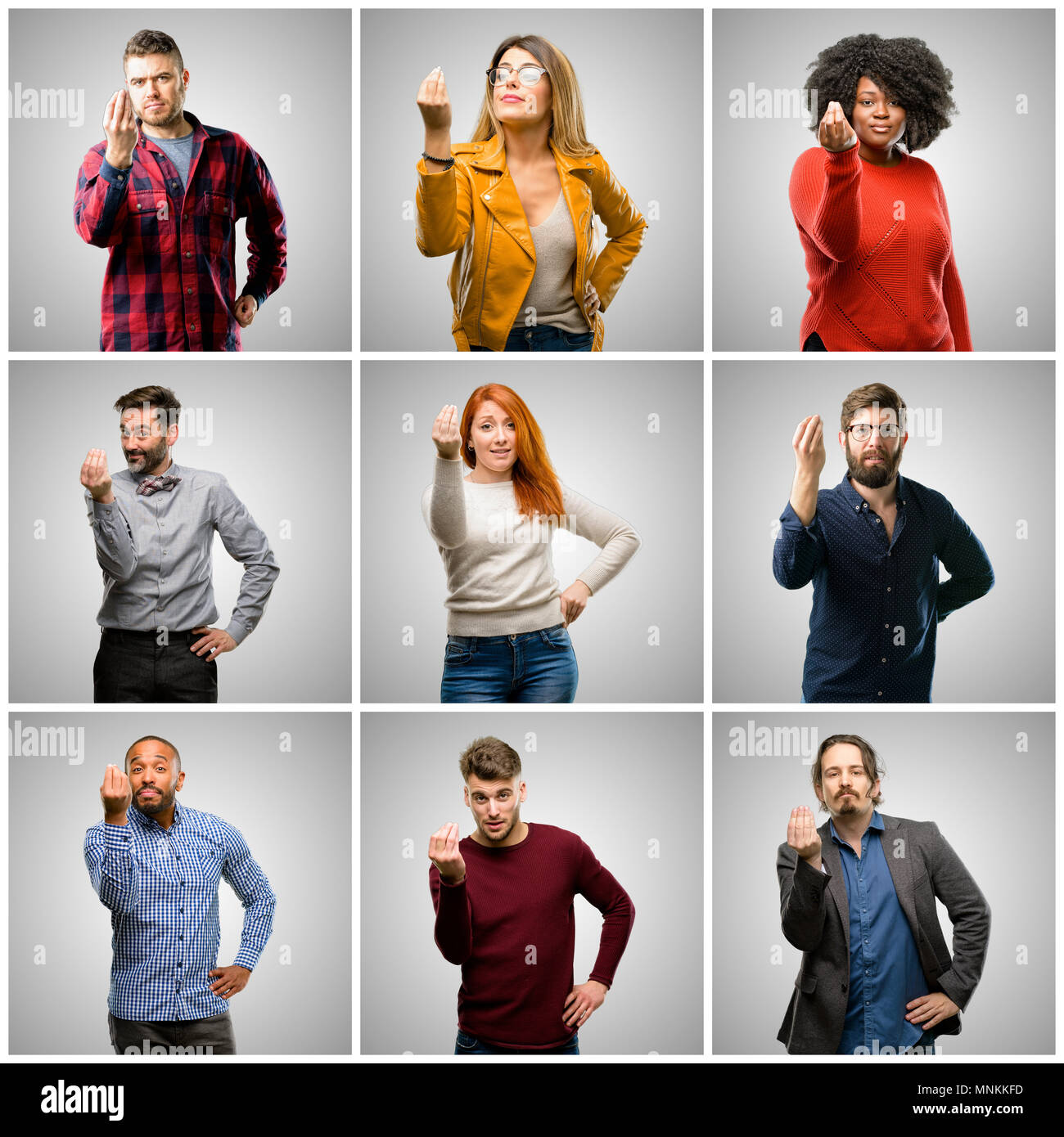 Group of mixed people, women and men angry gesturing typical italian ...