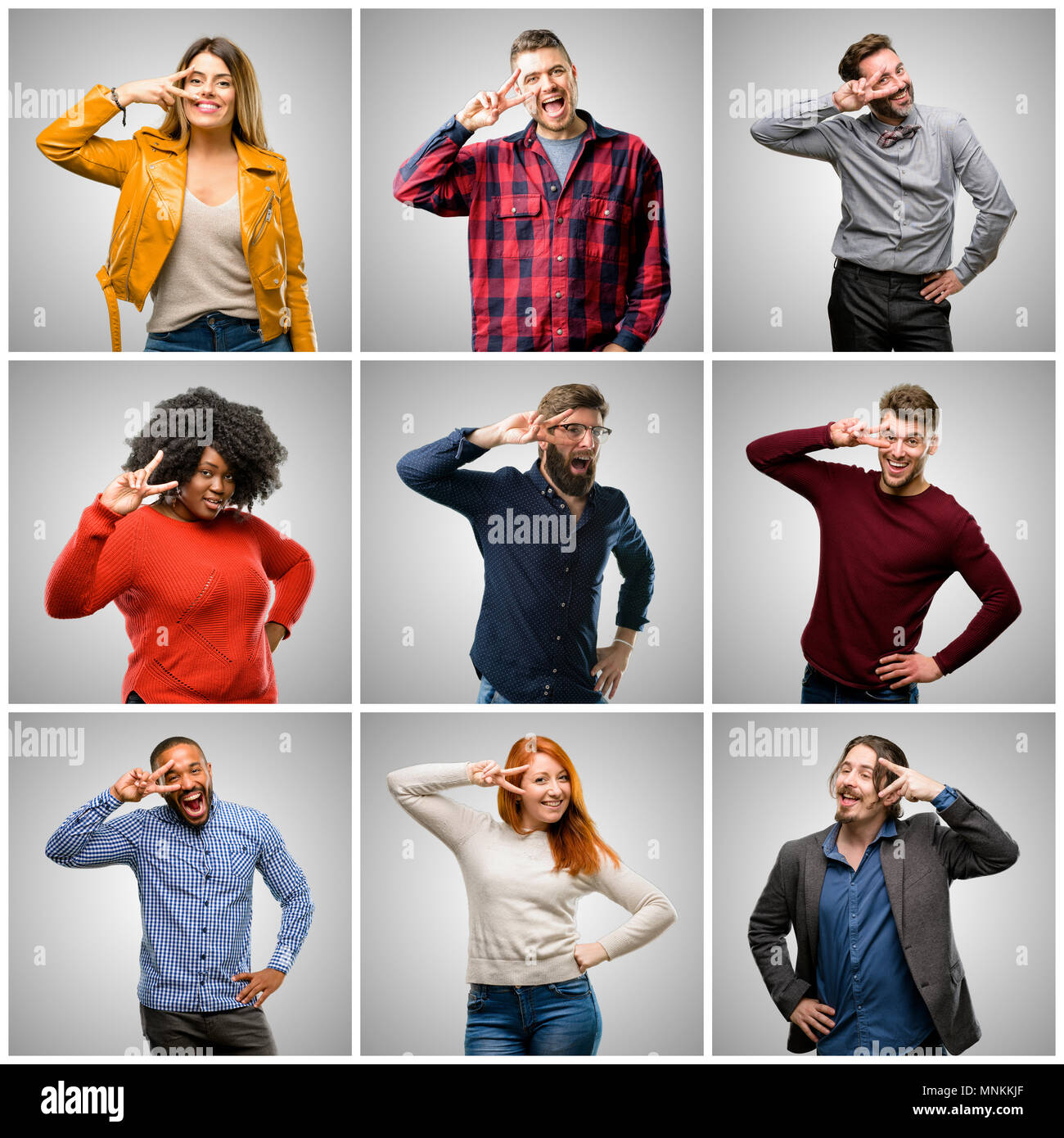 Collage positive people looking camera hi-res stock photography and ...