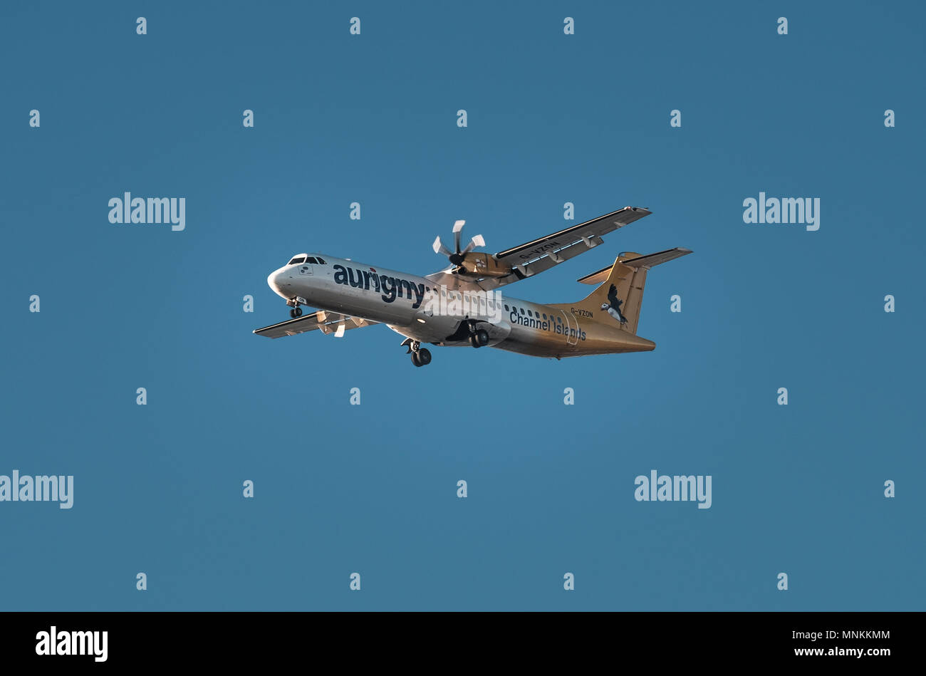 Plane about to land at London City Airport. Photoshop double processing ...