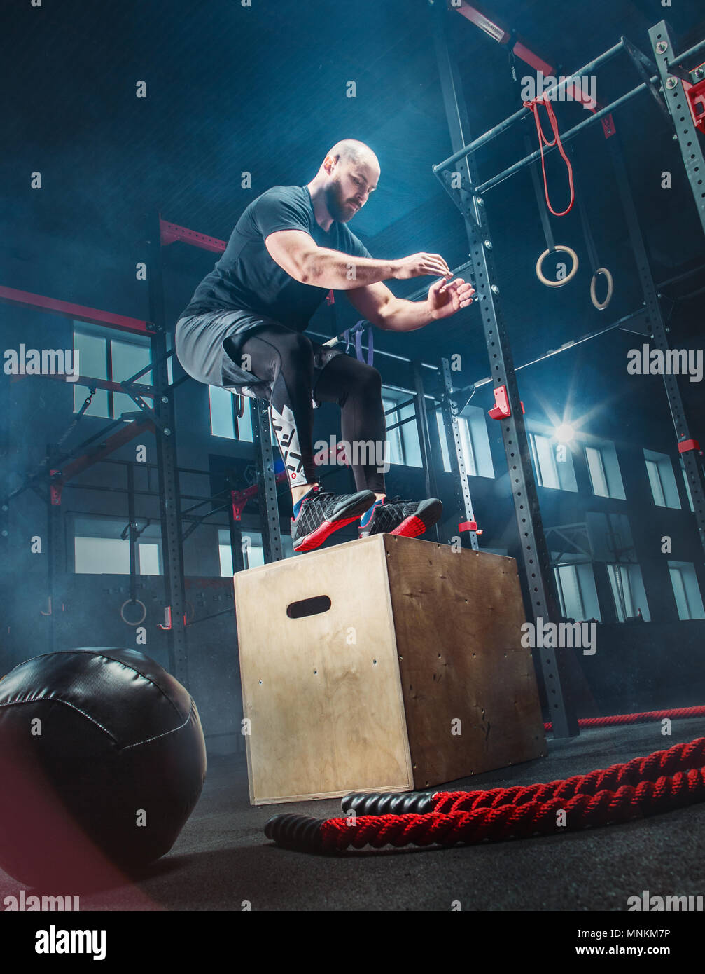 Male athlete jumping during workout hi-res stock photography and images ...