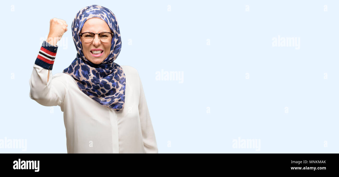 Middle age muslim arab woman wearing hijab irritated and angry ...