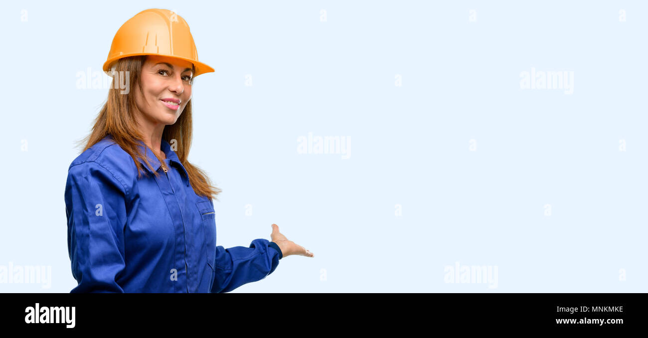Engineer construction worker woman confident and happy with a big ...