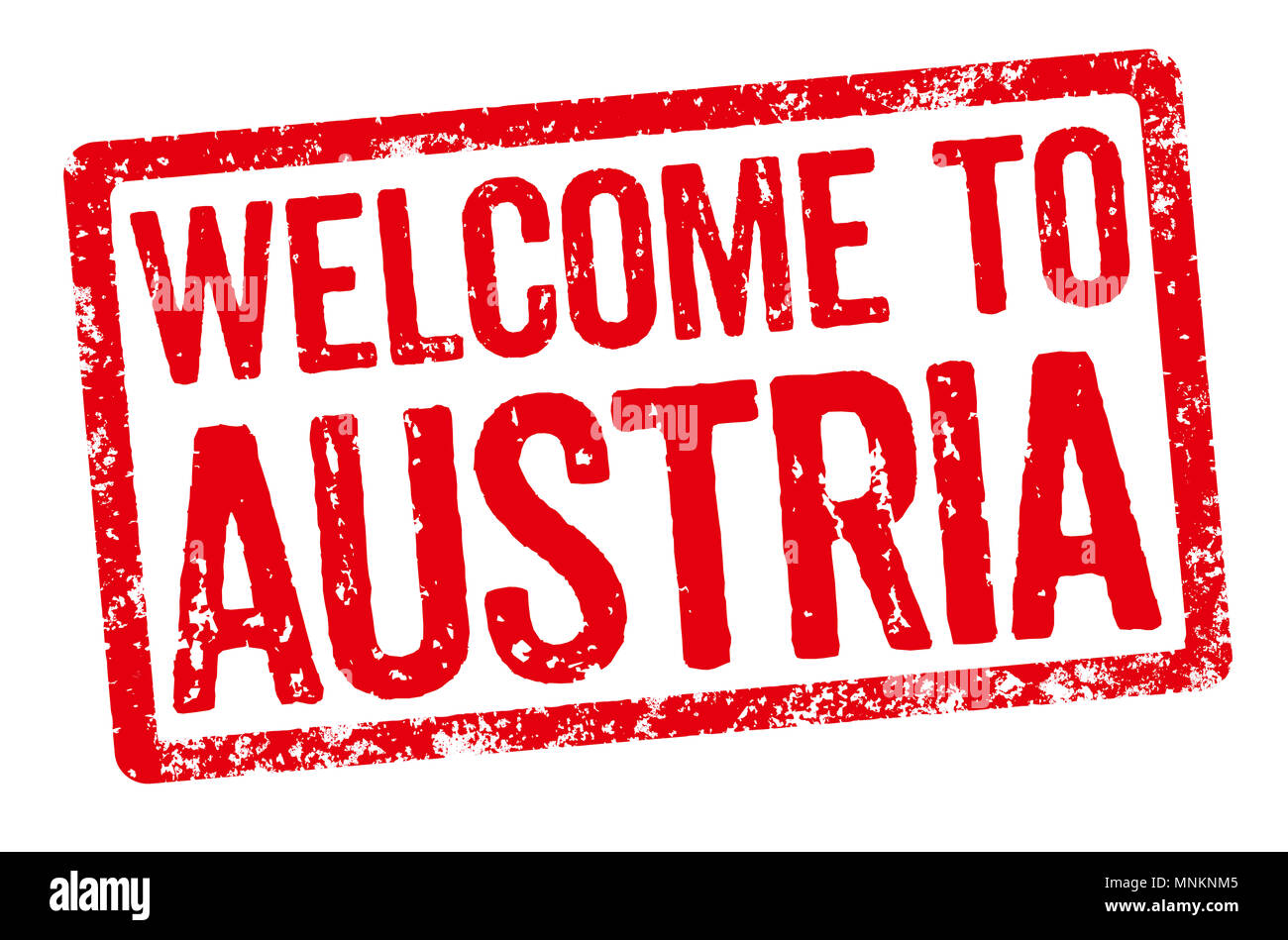Red stamp on a white background - Welcome to Austria Stock Photo - Alamy