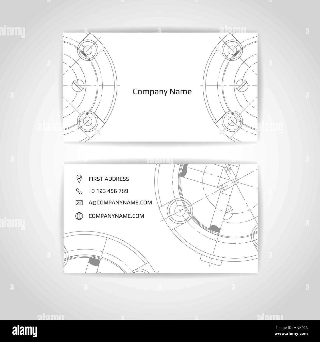 Set of engineering business card. Engineering drawings. vector ...