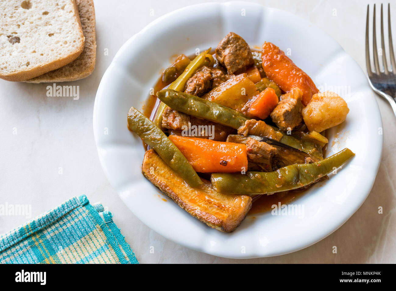 Turkish Food Turlu Mixed Vegetables with Cubed Meat. Traditional Food ...