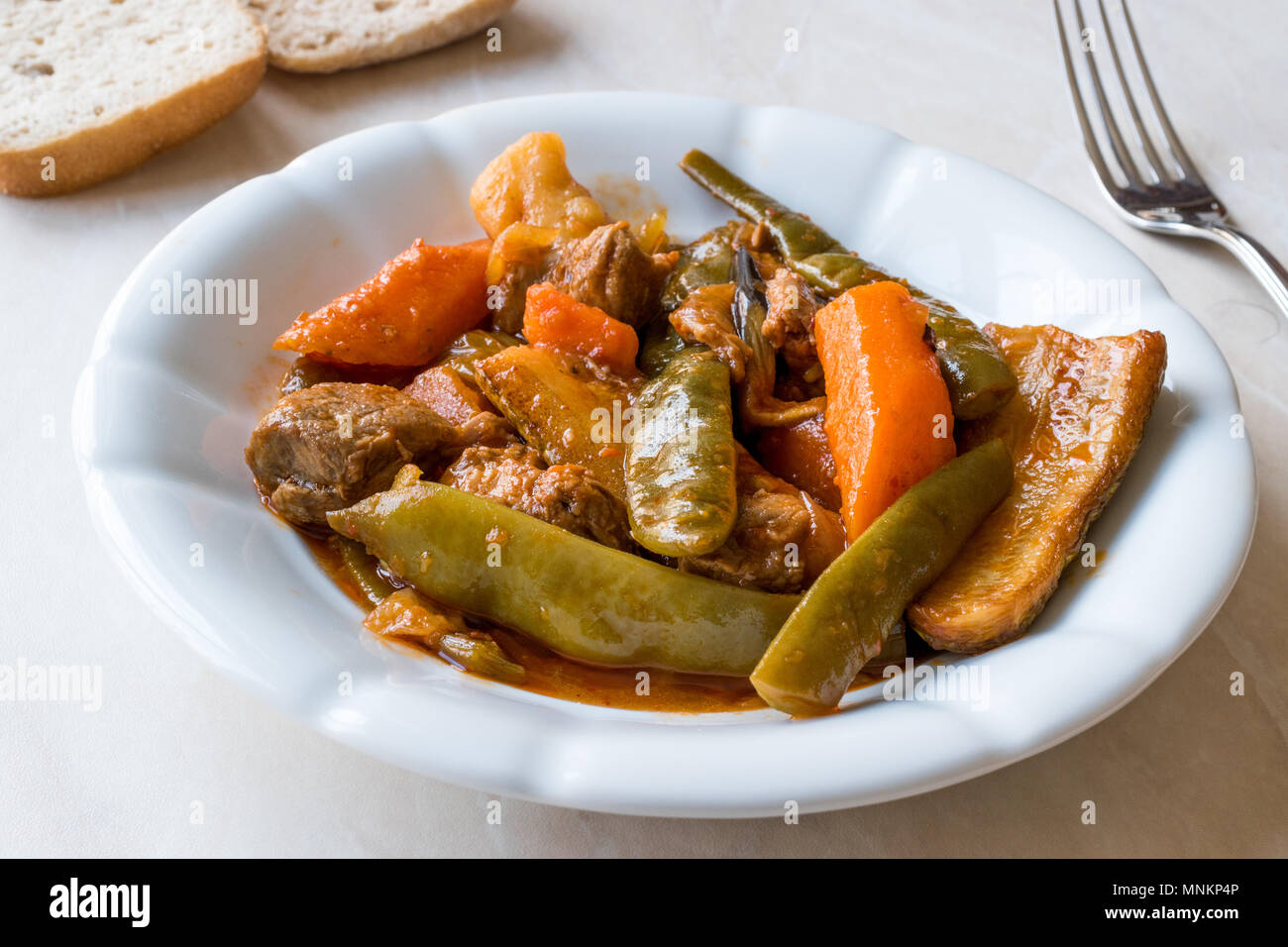 Turkish Food Turlu Mixed Vegetables with Cubed Meat. Traditional Food ...