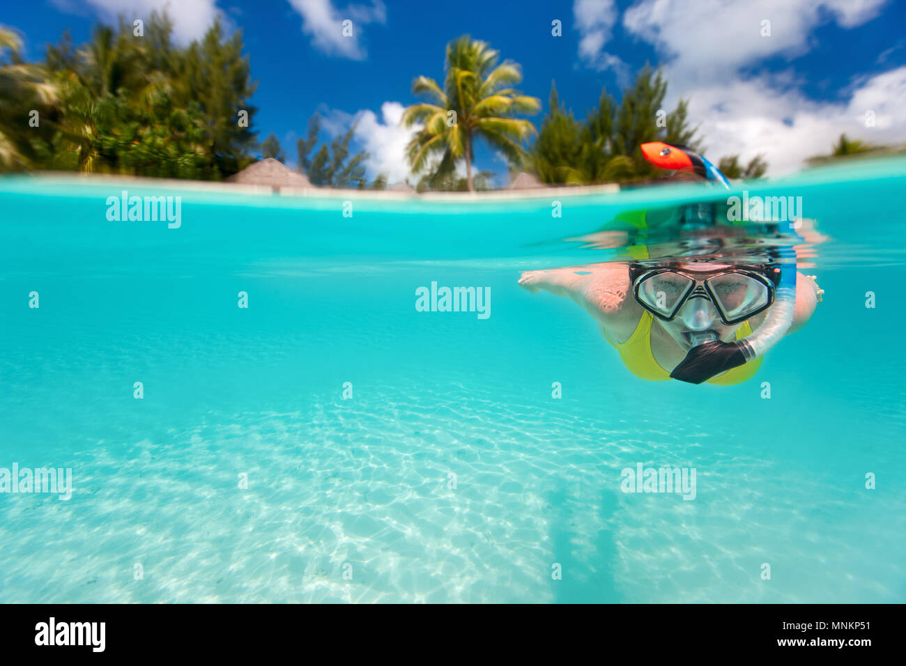 Snorkeler and tropical island hi-res stock photography and images - Alamy