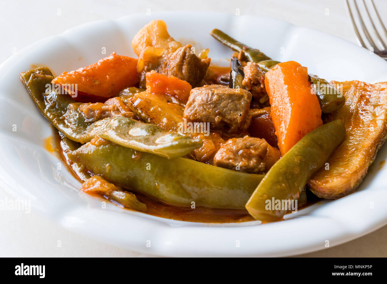 Turkish Food Turlu Mixed Vegetables with Cubed Meat. Traditional Food ...