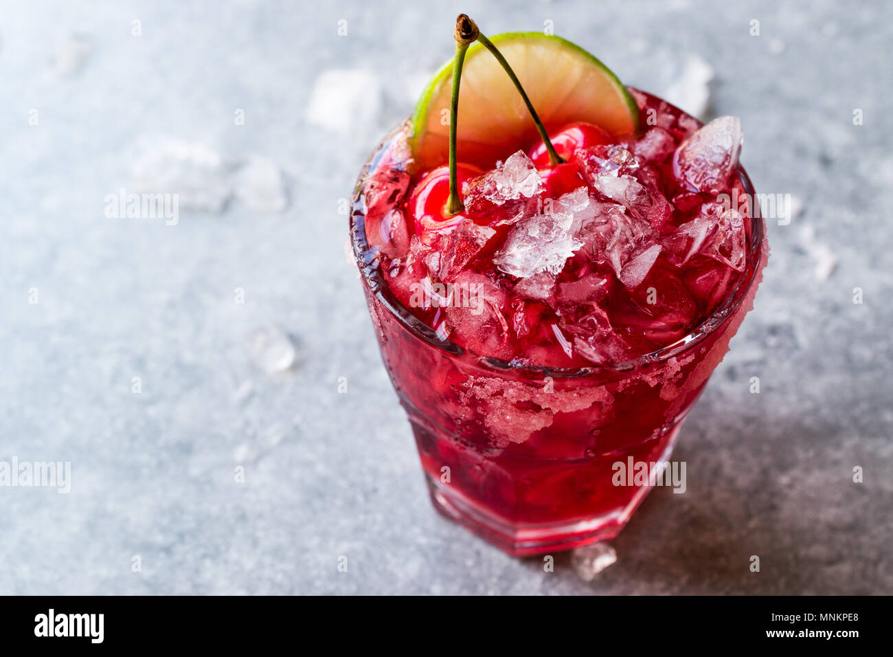 Cherry Margarita Cocktail with Tequila, Lime, Salt, Cherry Juice and ...