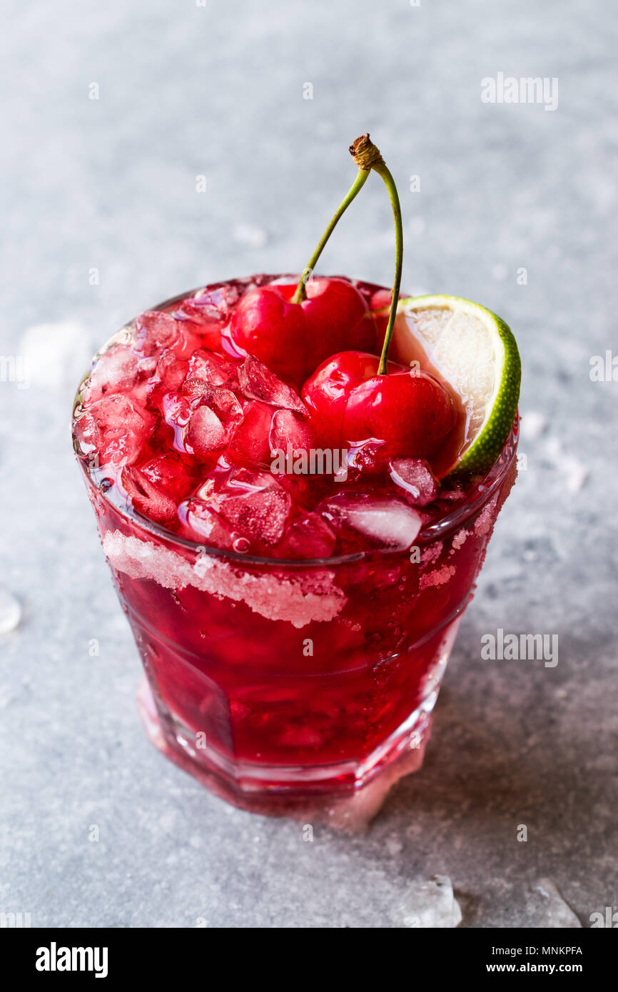 Cherry Margarita Cocktail with Tequila, Lime, Salt, Cherry Juice and ...