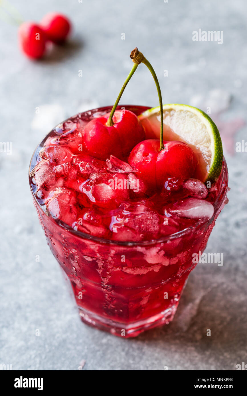 Cherry Margarita Cocktail with Tequila, Lime, Salt, Cherry Juice and ...