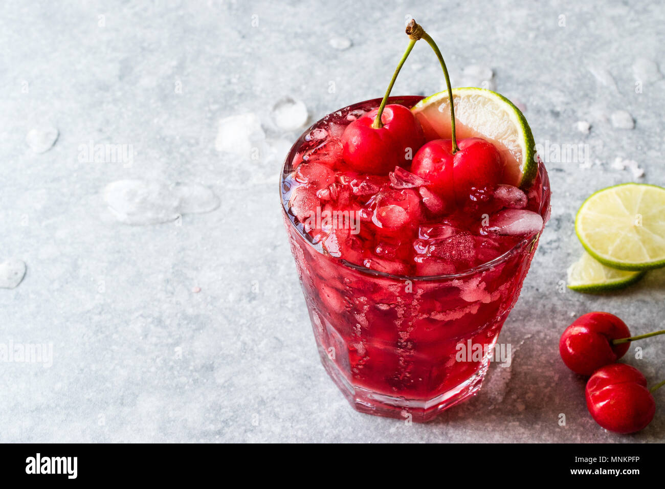 Cherry Margarita Cocktail with Tequila, Lime, Salt, Cherry Juice and ...