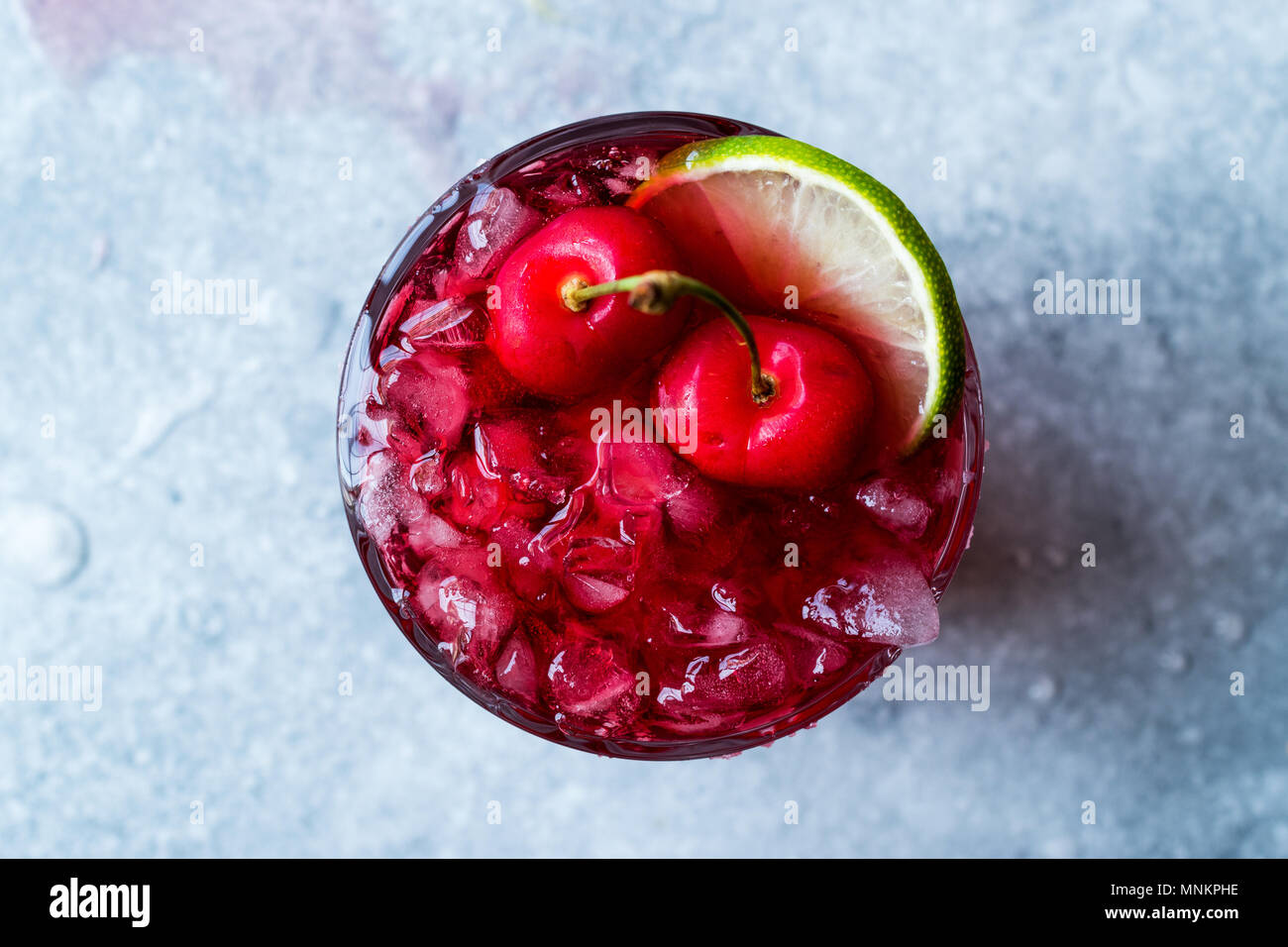 Cherry Margarita Cocktail with Tequila, Lime, Salt, Cherry Juice and ...
