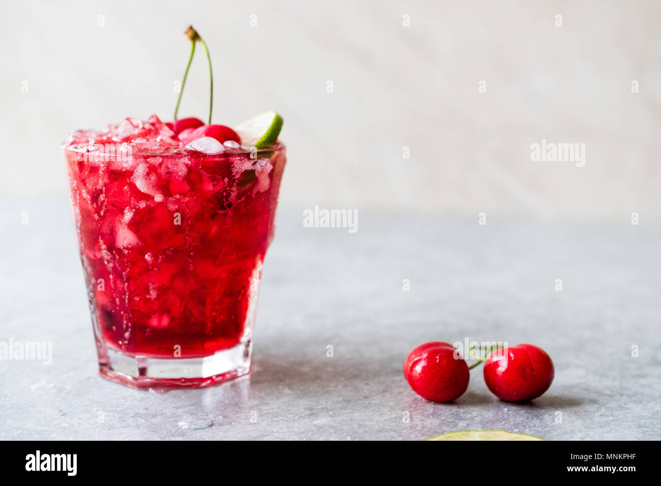 Cherry Margarita Cocktail with Tequila, Lime, Salt, Cherry Juice and ...