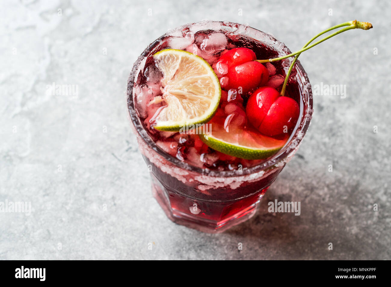 Cherry Margarita Cocktail with Tequila, Lime, Salt, Cherry Juice and ...