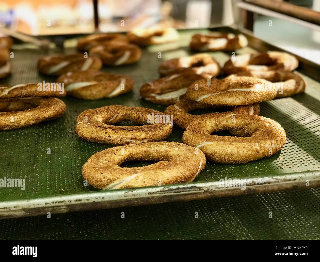 Turkish Pastry Bagel Simit on Tray. Traditional Bakery Stock Photo - Alamy