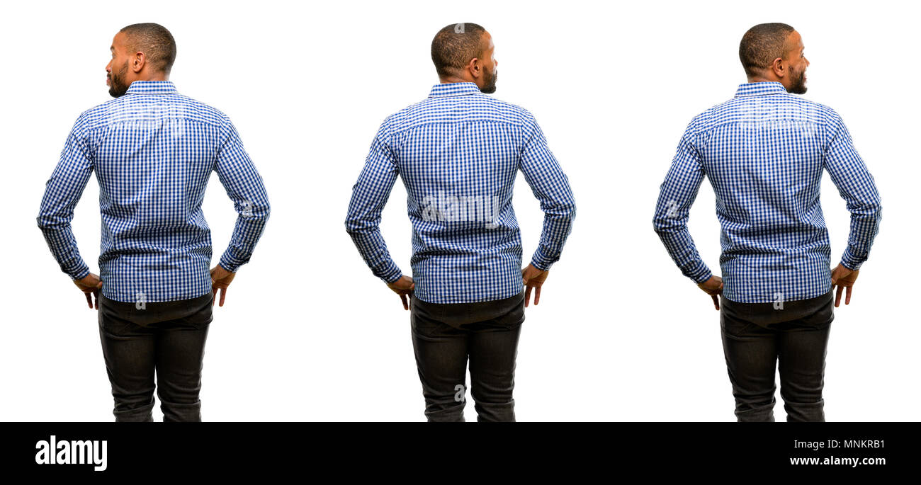 African american man with beard backside, rear view Stock Photo - Alamy