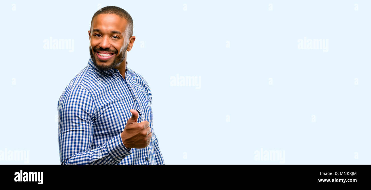 African american man with beard smiling broadly showing thumbs up ...