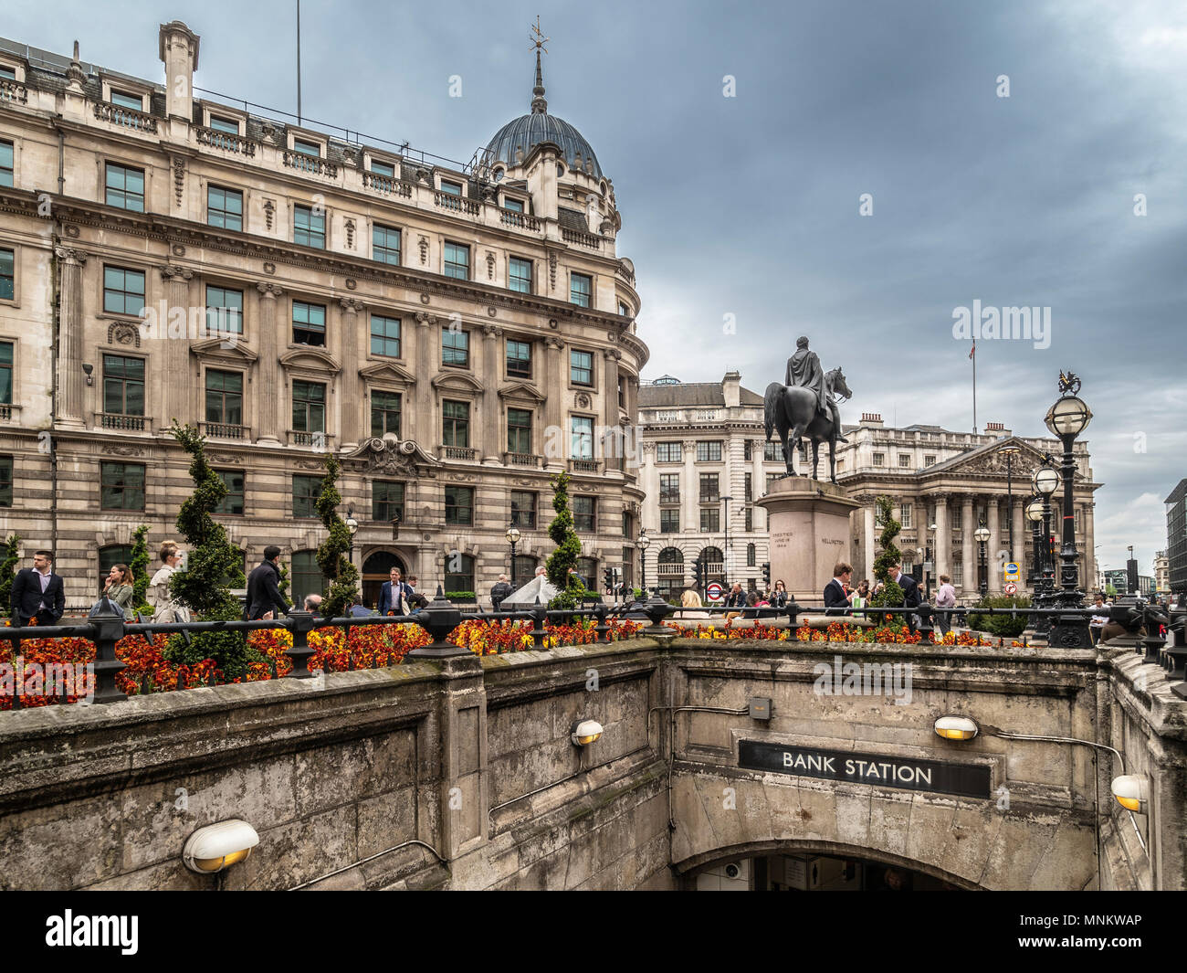 Entrance to Bank Station, Threadneedle Street, London, UK Stock Photo ...