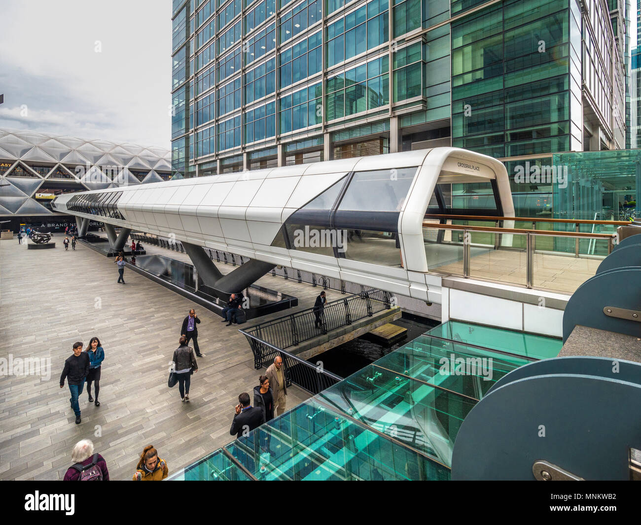 Adams Plaza Bridge, entrance to Crossrail Place, Canary Wharf, London ...