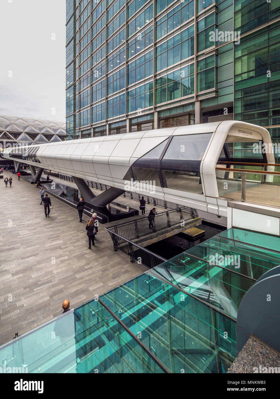 Adams Plaza Bridge, entrance to Crossrail Place, Canary Wharf, London ...