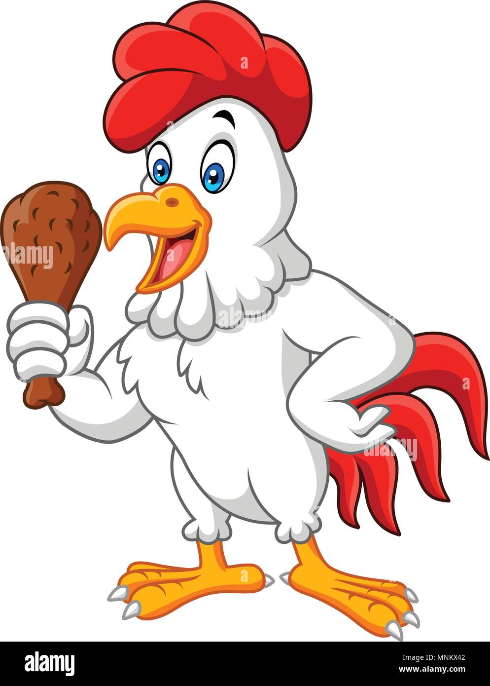 Cartoon rooster holding fried chicken and giving OK sign Stock Vector ...