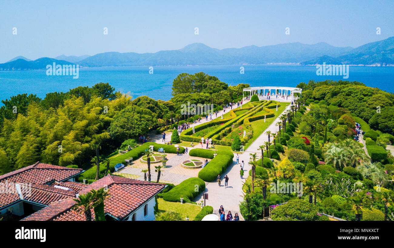 Aerial view of Oedo Botania island located in Geoje island of South ...