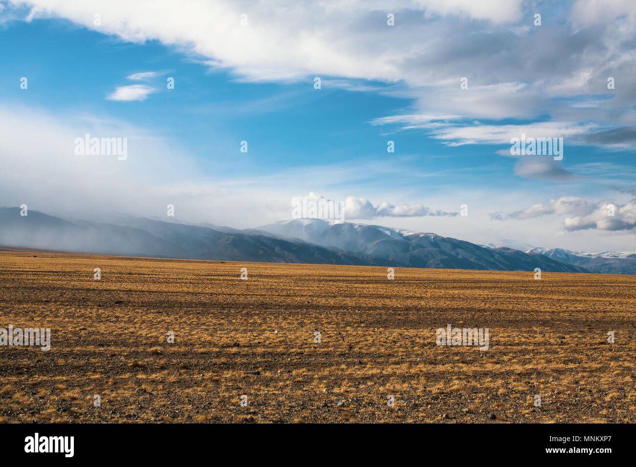 Landscape of the mountains and steppe in Western Mongolia Stock Photo ...