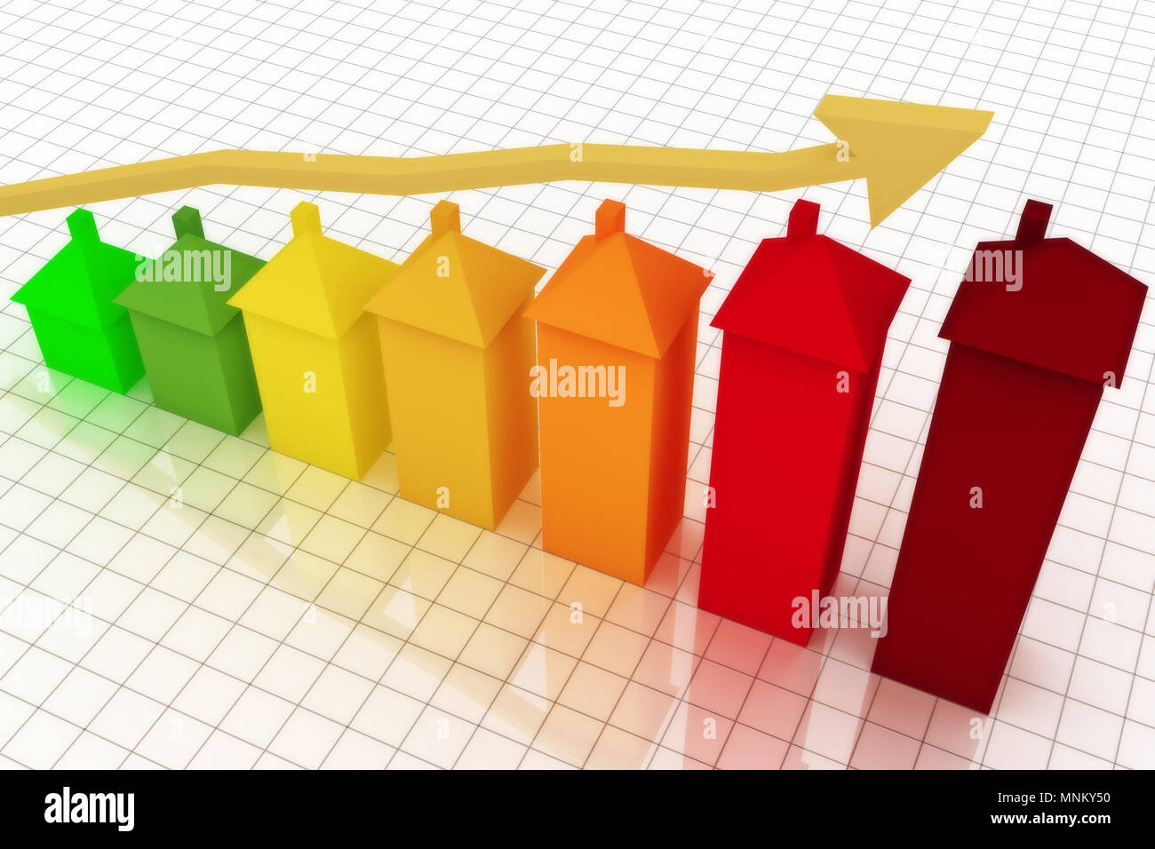 Business graph with arrow showing housing gains Stock Photo - Alamy