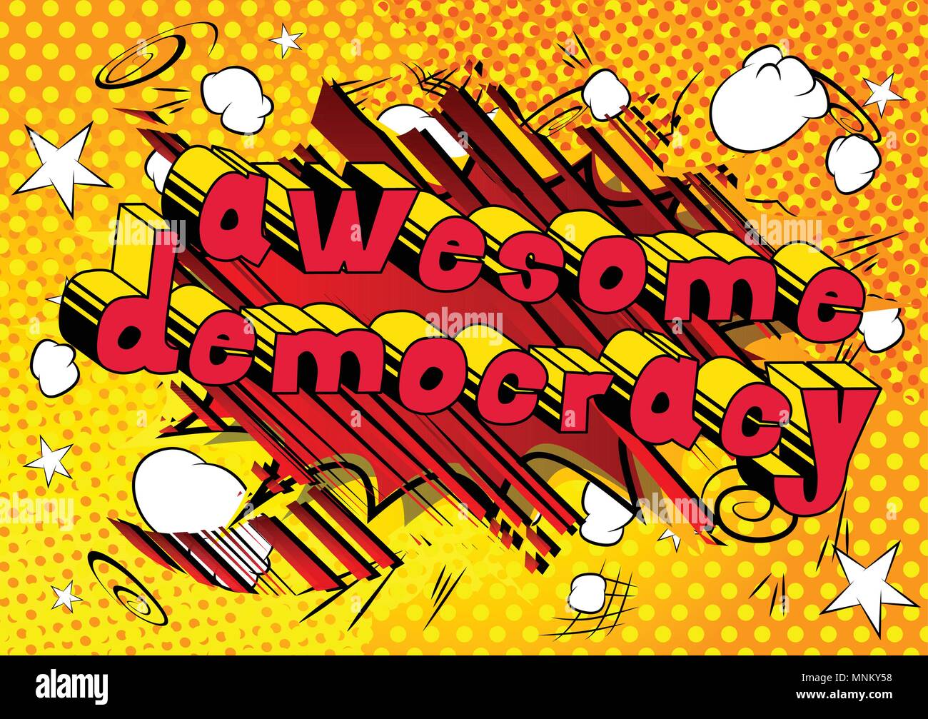 Awesome Democracy - Comic book style phrase on abstract background ...