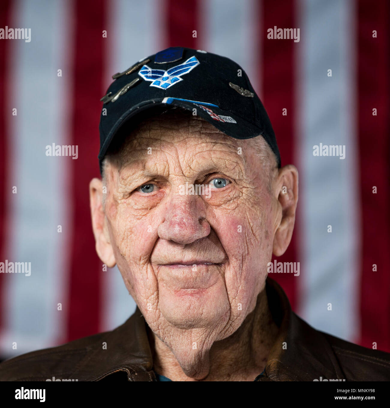 Retired Chief Master Sgt. Jack Pledger poses for a photo inside of a C ...