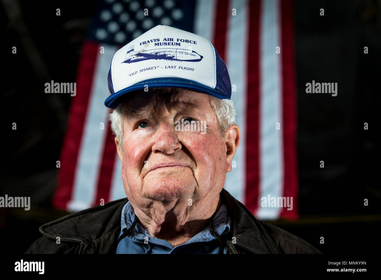Retired Maj. John Simpson poses for a photo inside of a C-124 ...