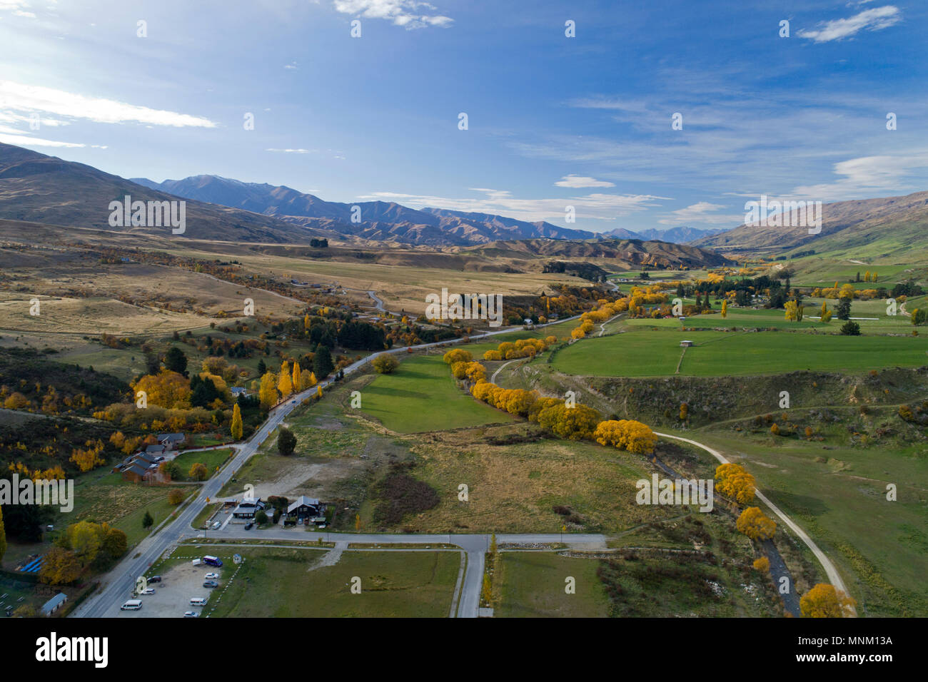 Cardrona Valley, near Wanaka, South Island, New Zealand - aerial Stock ...
