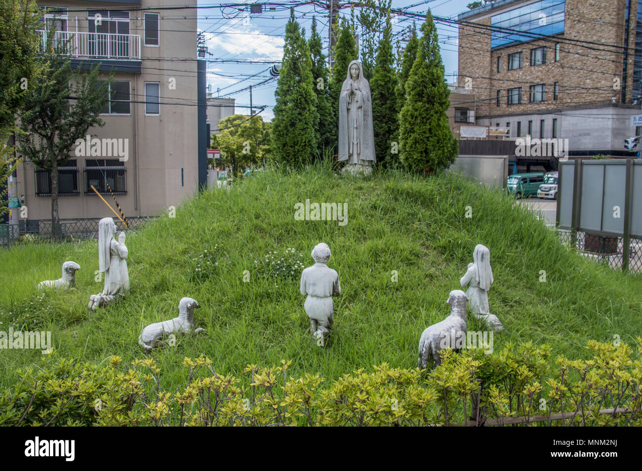 Christian Statues At The Catholic Church Osaka Japan Stock Photo - Alamy