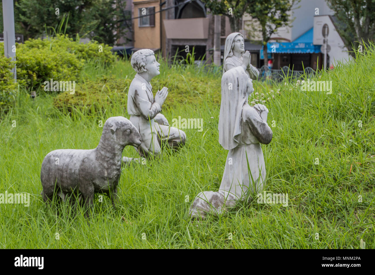 Christian Statues At The Catholic Church Osaka Japan Stock Photo - Alamy